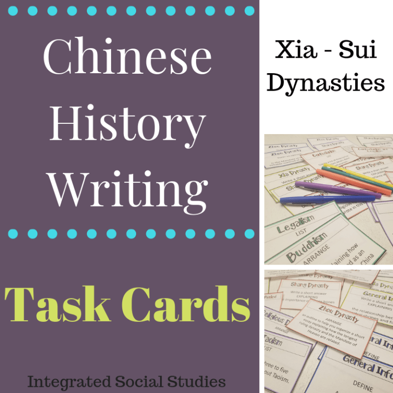 Chinese History Writing Task Cards – Integrated Social Studies