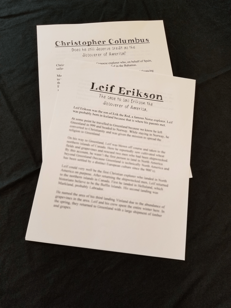 Who Should Get Credit? Leif Erikson or Columbus? – Integrated Social ...